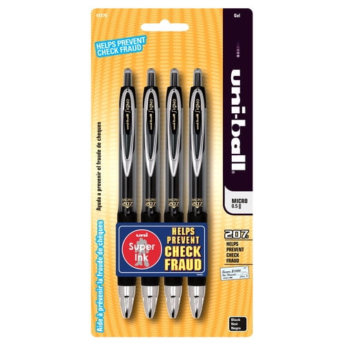 Uni-Ball 207 Retractable Micro Point Gel Pens, 4pk, Black - Walmart.com