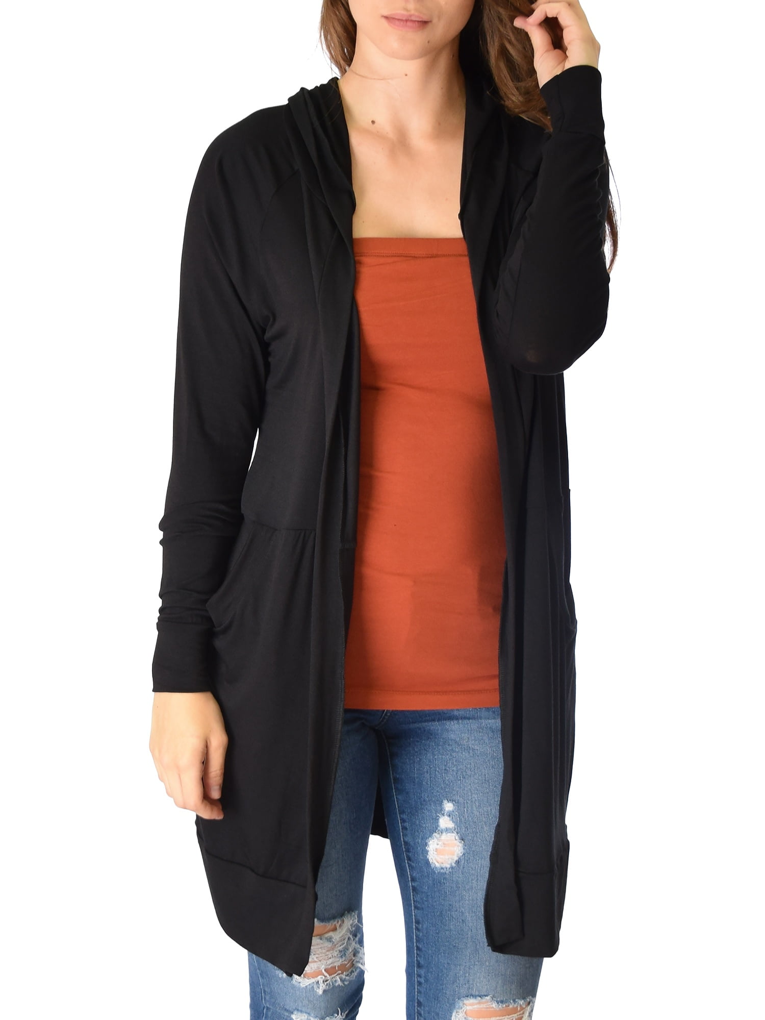 Lyss Loo Long-Line Hooded Cardigan With Pockets - Walmart.com