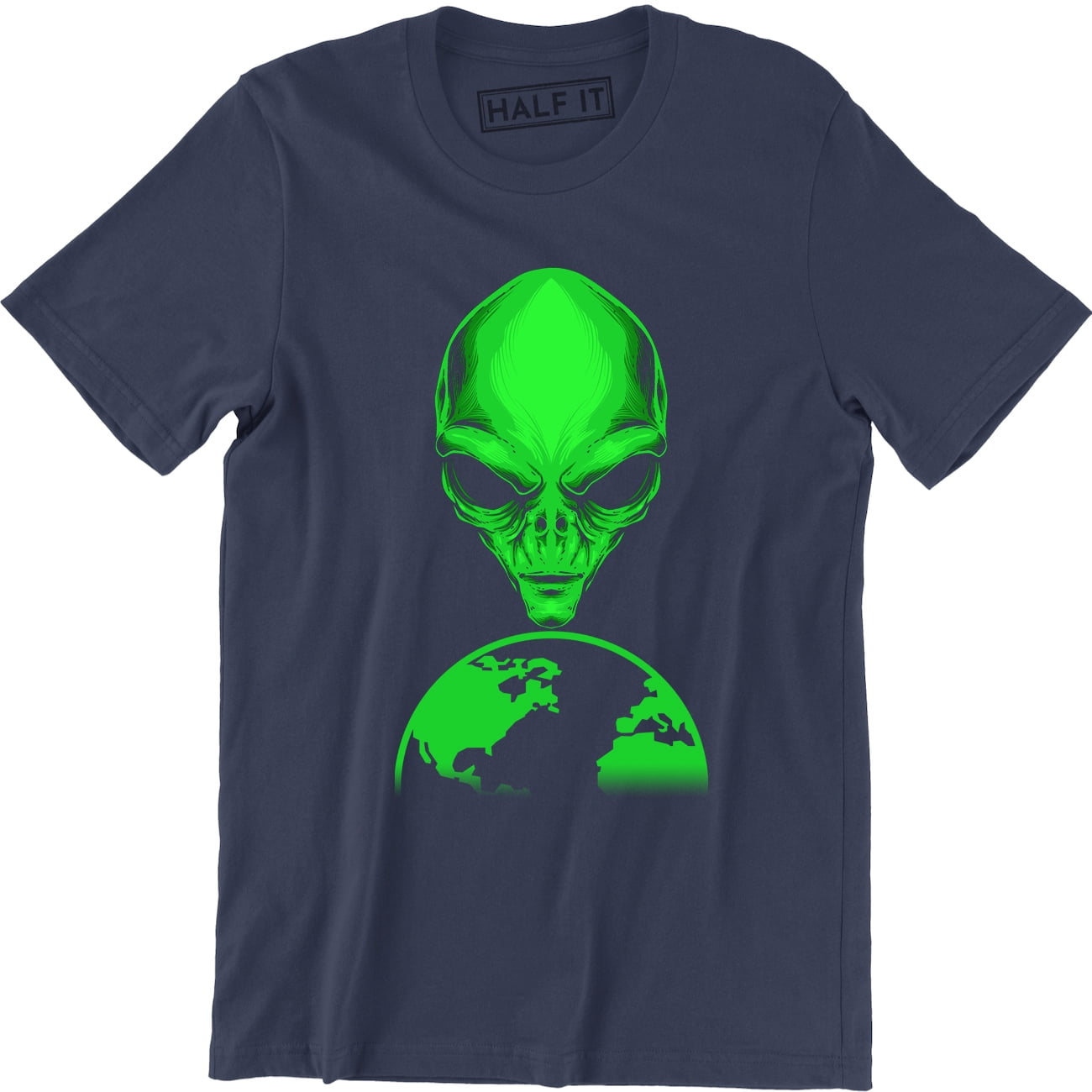 Alien Head Men's Full Front Sci Fi Ufo Space Travel Galaxy Planet T ...