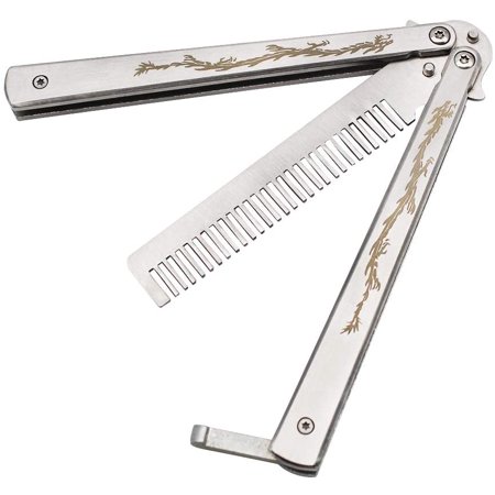 LUO Butterfly Comb Stainless Steel Folding Comb Balisong Metal Comb ...