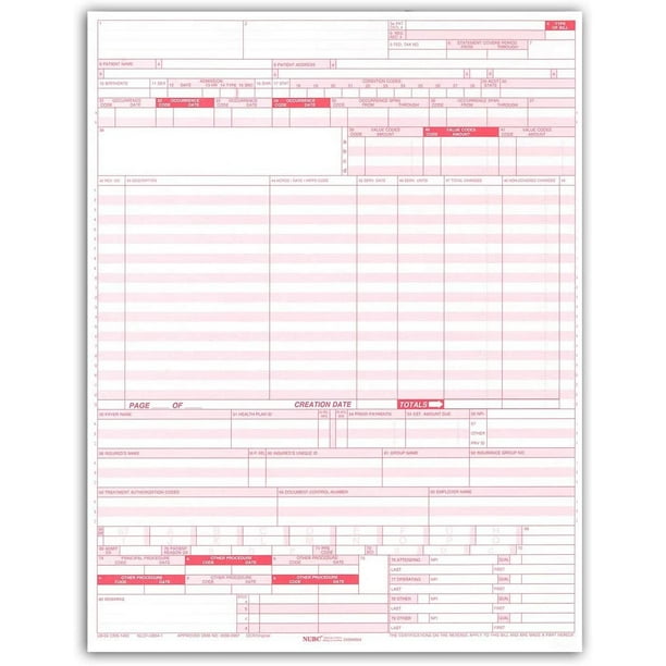 UB-04 CMS 1450 Health Hospital Insurance Claim Form, Laser 8-1/2 x 11 ...
