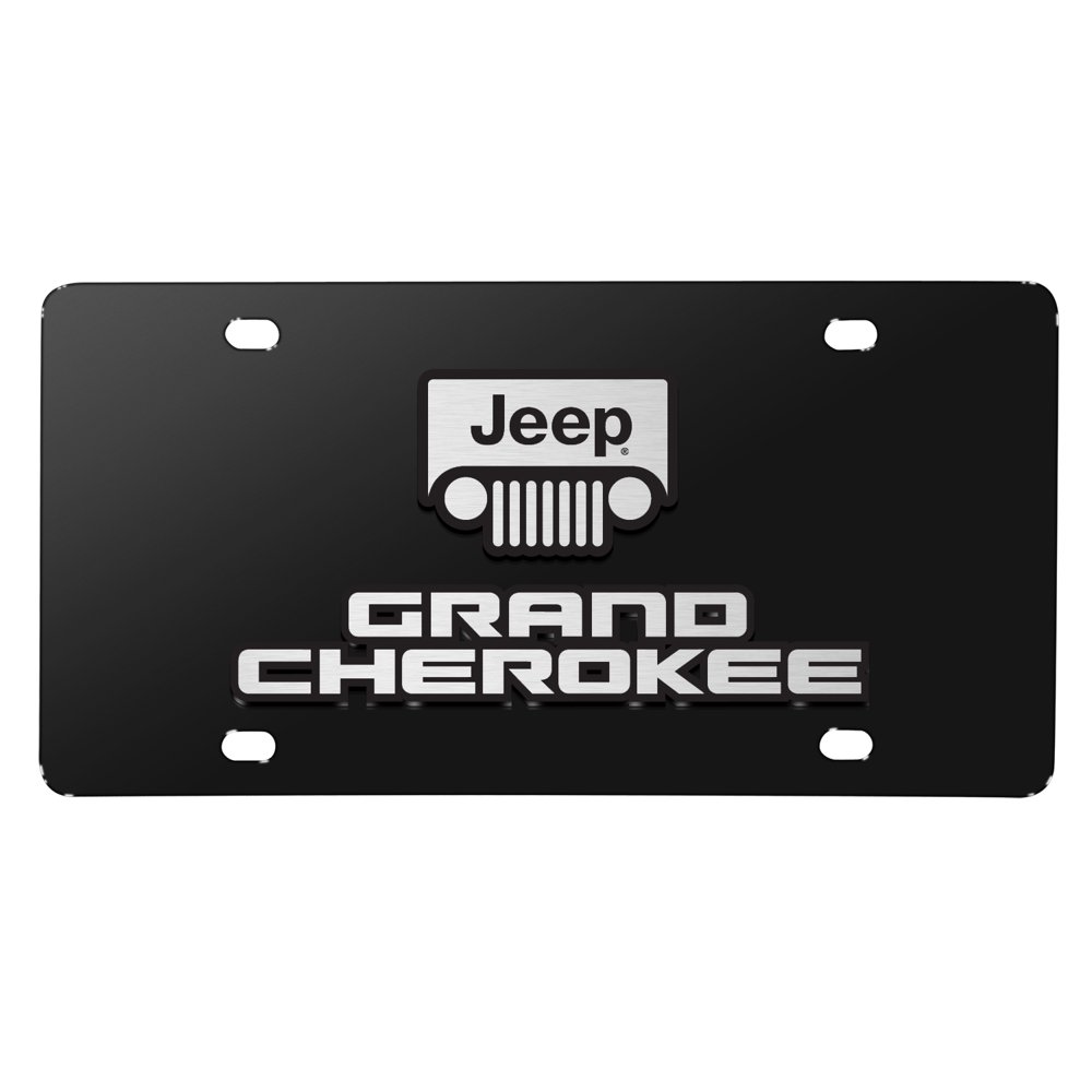 Jeep Grand Cherokee 3D Dual Logo Black Stainless Steel License Plate ...