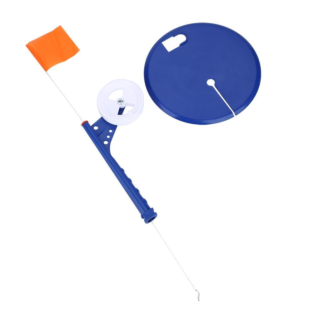 Qiilu Ice Fishing Rod Tip-Up Compact Metal Pole Orange Flag Angler ...