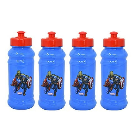 4-Pack Marvel Avengers Star 16oz Pull-Top Squirt Water Bottles, Blue ...