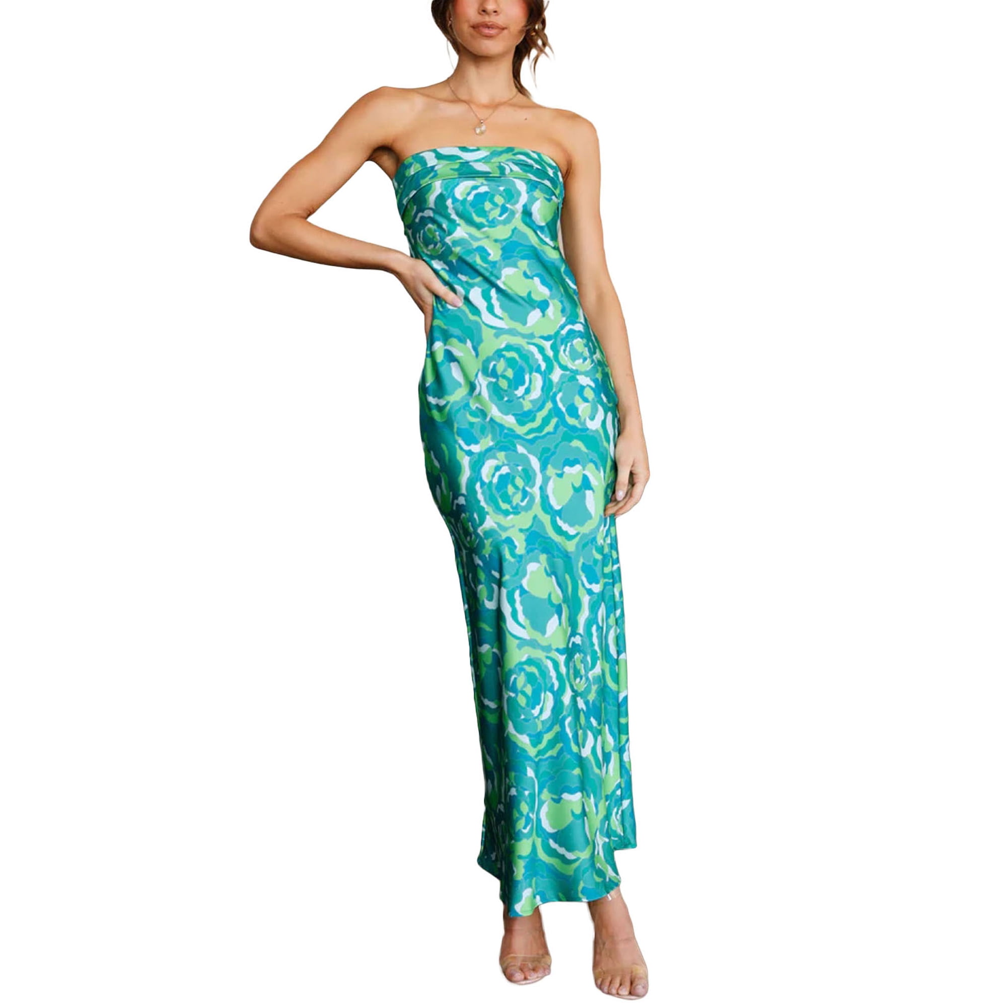 Click here for Fortune Women Elegant Floral Tube Dress Sleeveless... prices