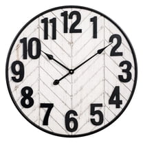 MODE HOME 24 inch White Roman Numeral Metal Wall Clock, Large Silent ...
