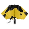 Black Cat Pattern Yellow Umbrella Folding Sun Umbrella Travel Auto Open ...
