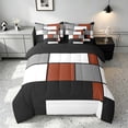 Manfei Abstract Grid King Bedding, Rust Checkered King Bed in a Bag ...