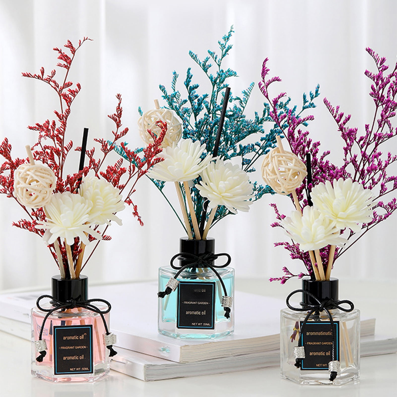 D-GROEE 50ml Dry Flower Diffuser, Plant Rattan Diffusers for Bedroom ...