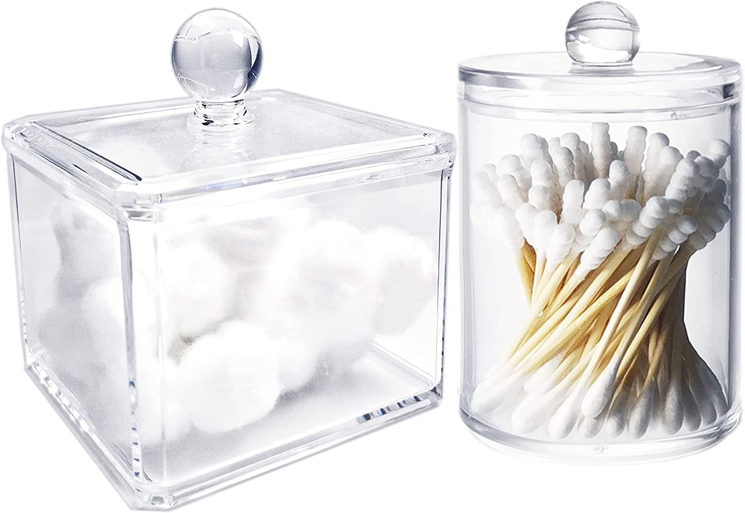 Makeup Brush Container - Square Qtips Holder and Tiny 9 OZ Cotton Swabs ...