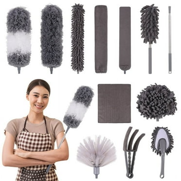 Microfiber Duster Kit for High Ceiling (4pcs), Extendable Dusters for ...