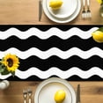 Black Wavy Table Runner, Stripes Washable Kitchen Table Runners Dress ...