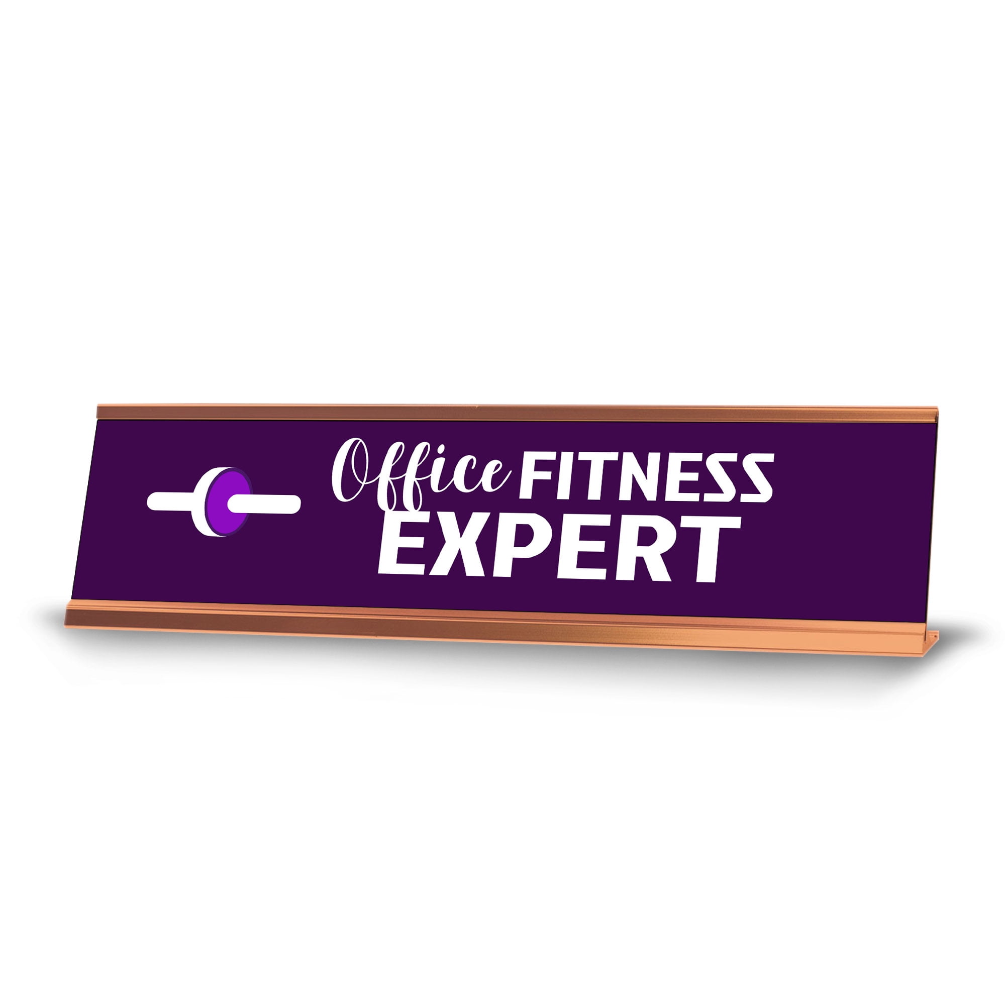 Office Fitness Expert, Dark Purple Gold Frame, Desk Sign (2x8 ...