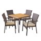 Gideon Outdoor 5 Piece Industrial Acacia Wood and Wicker Square Dining ...