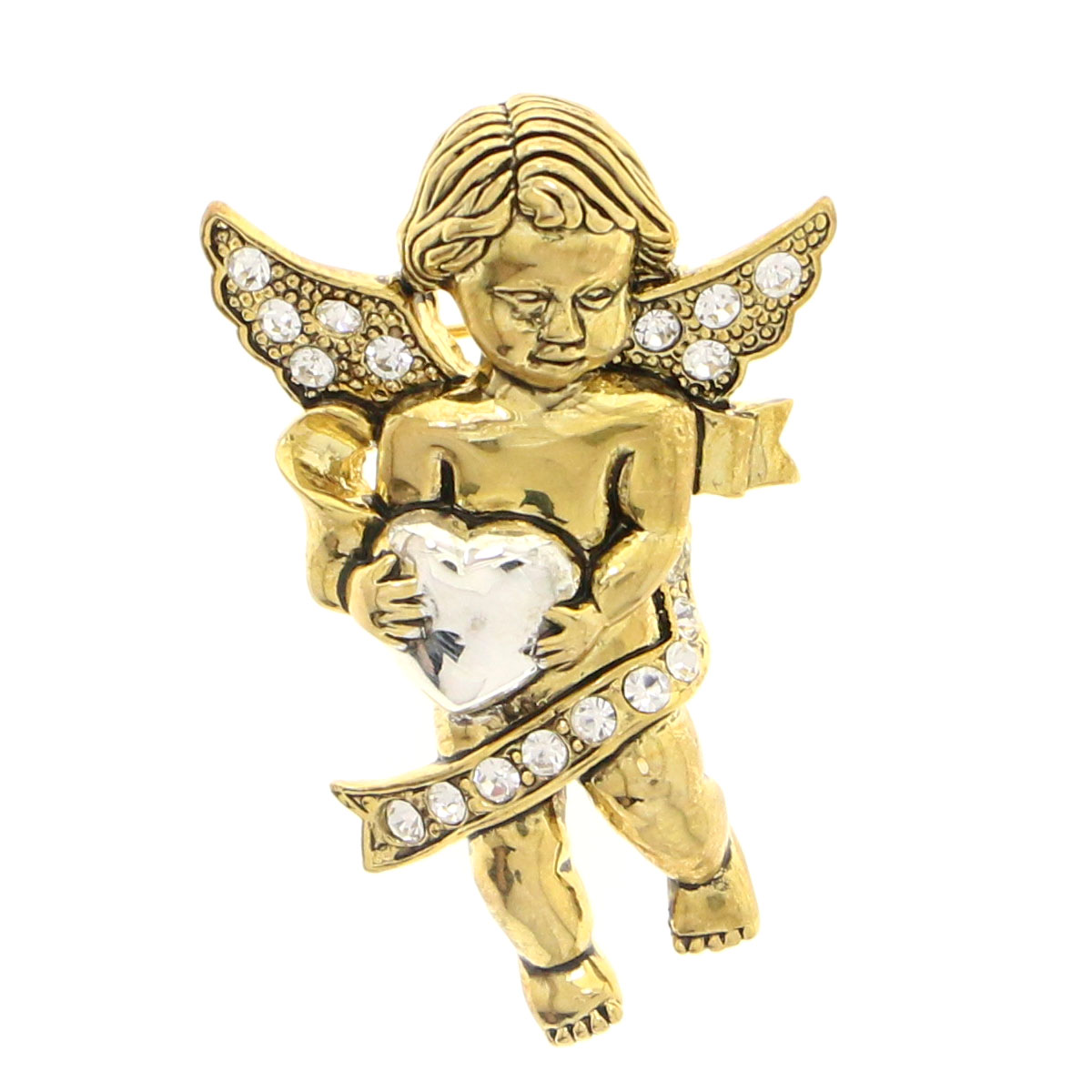 Cherub Brooch-Pin With Crystal Accents Gold-Tone Color #LQP1125 ...