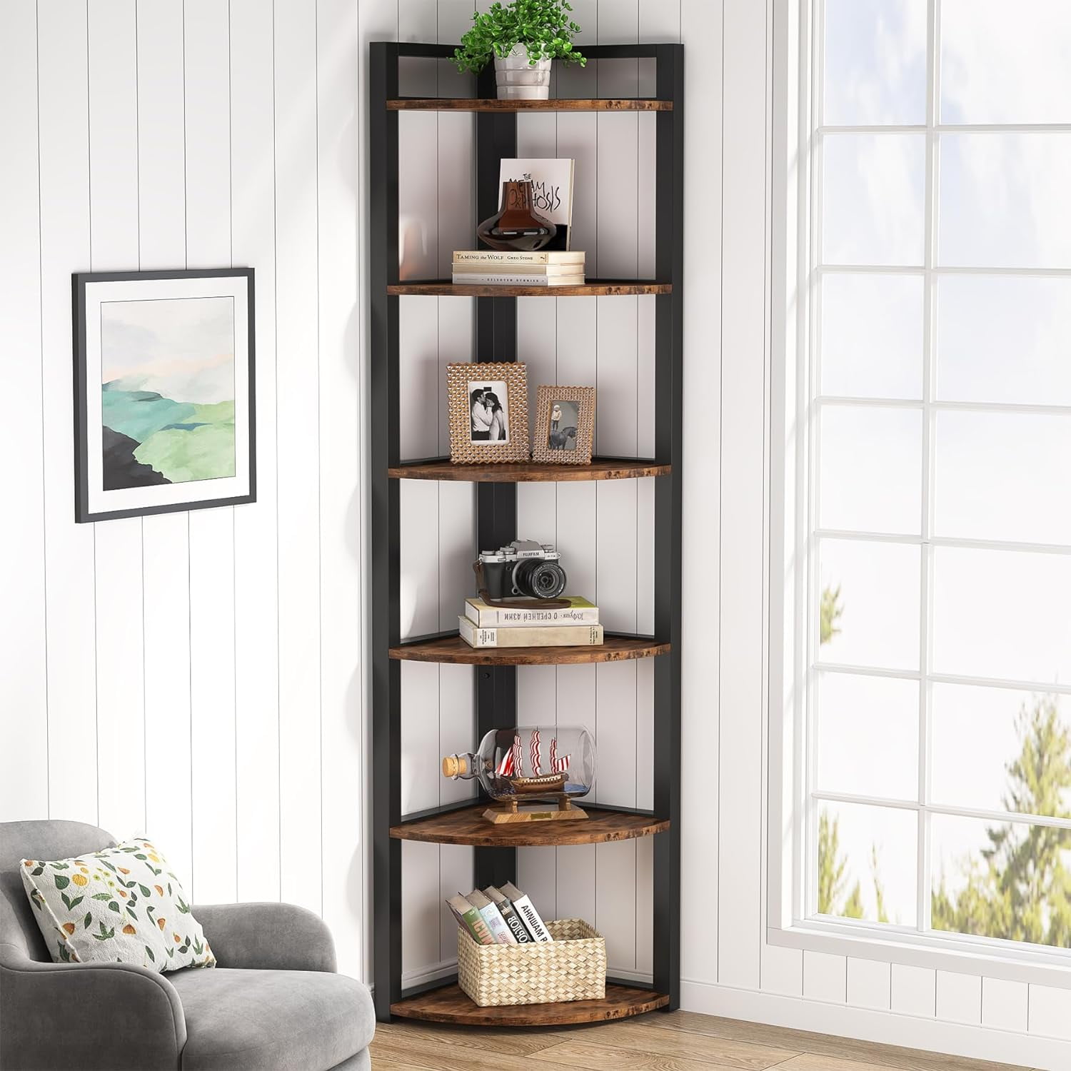 Click here for Tribesigns Modern 6 Tier Corner Shelf With Storage... prices