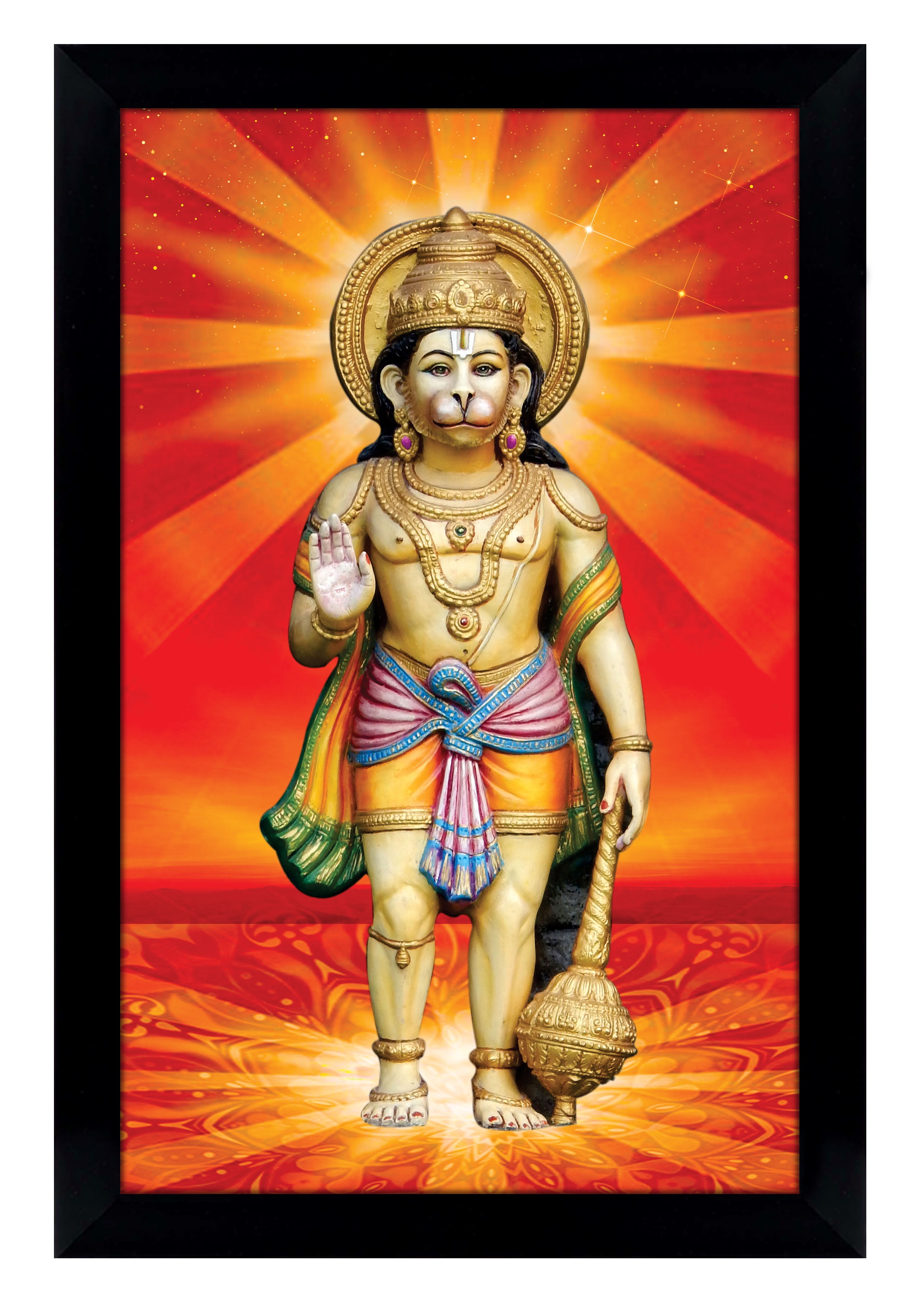 IBA Indianbeautifulart Lord Hanuman Picture Frame Religious Poster ...