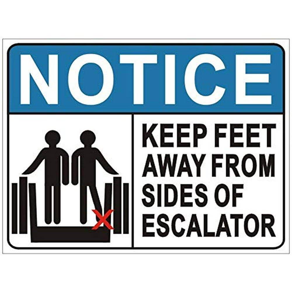 Keep Feet Away from Sides of Escalator Sign (Aluminium,Duble Sided Tape ...