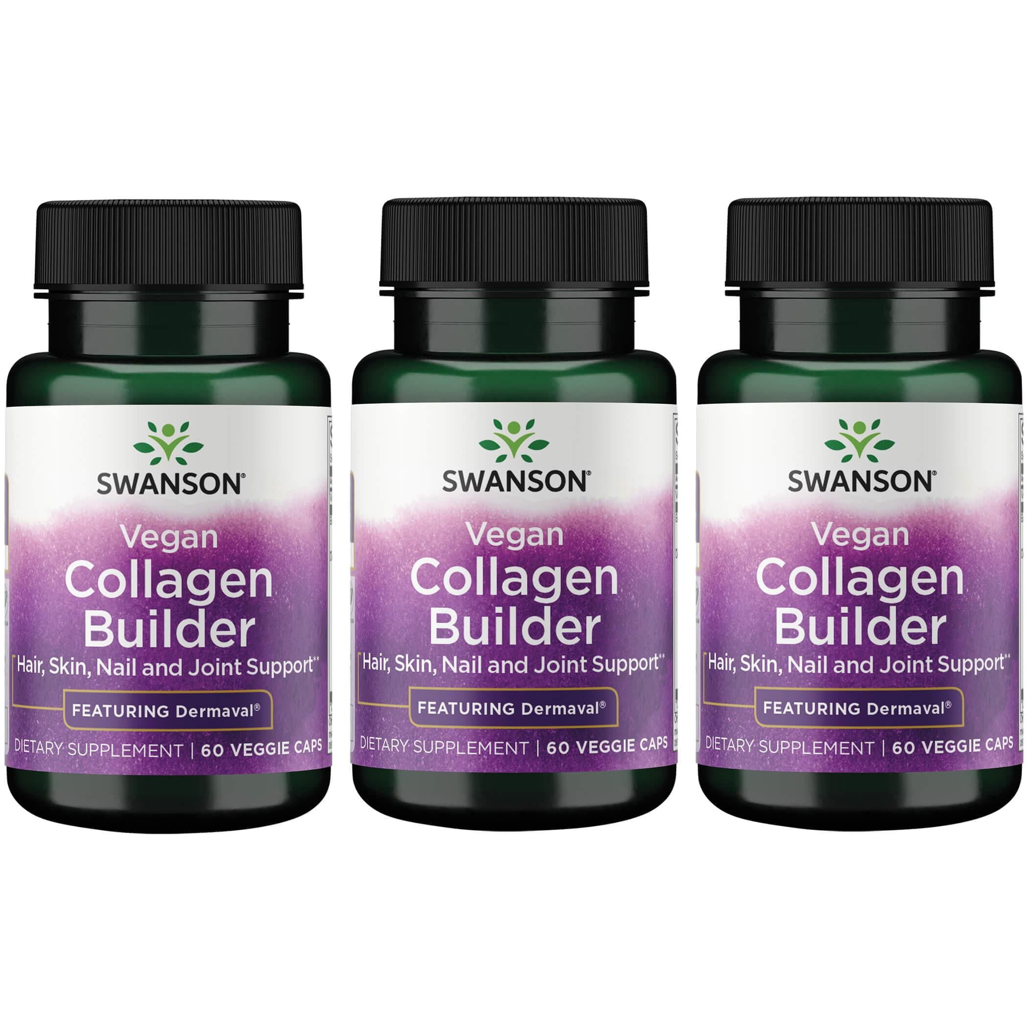 Swanson Vegan Collagen Builder - Featuring Dermaval 60 Veg Caps 3 Pack ...