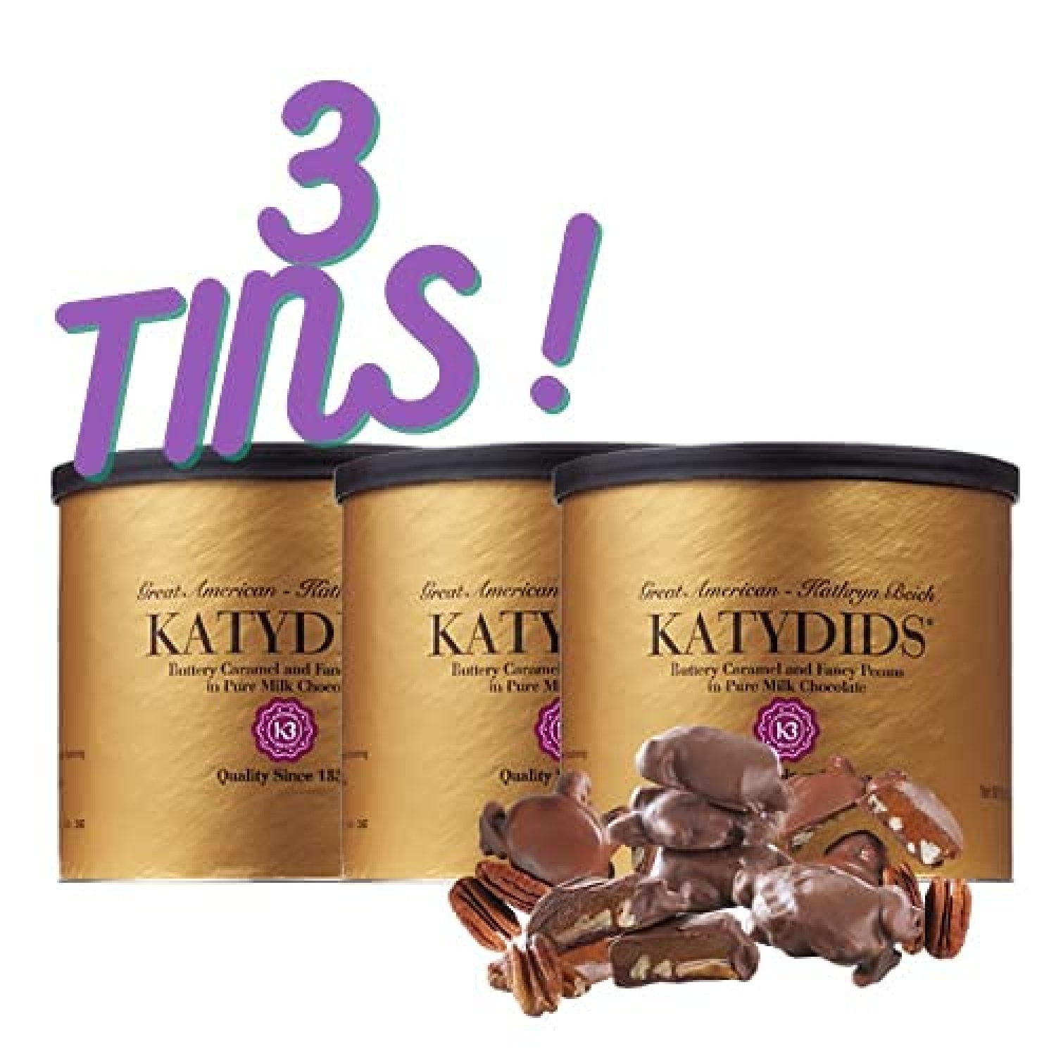 Katydids Candy (3 tins) : Kathryn Biech Original Milk Chocolate Caramel ...