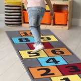 Ottomanson Machine Washable Non-Slip Rubberback Hopscotch 3x6 Kids ...