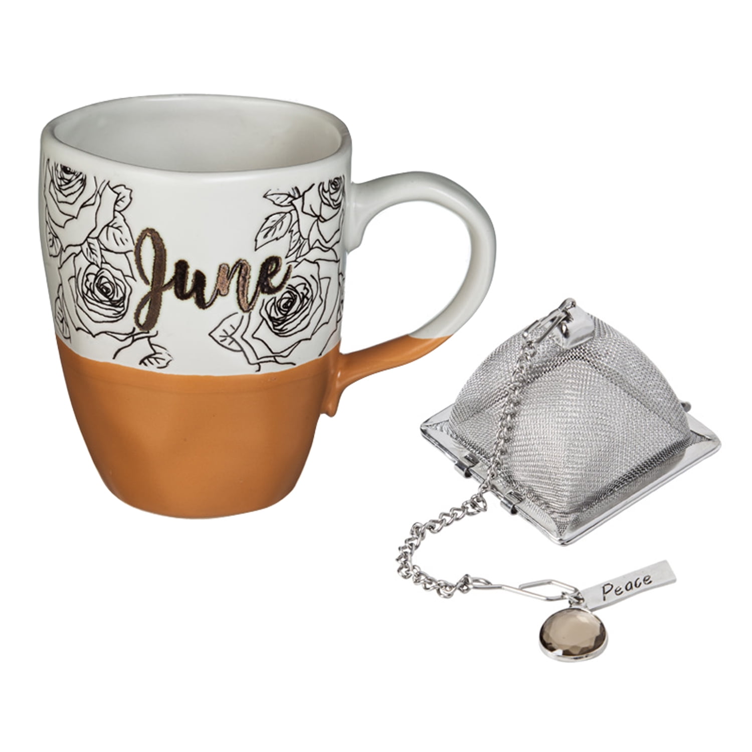 Evergreen Ceramic Birthday Cup w/ metallic accent, Tea Charm, and box ...
