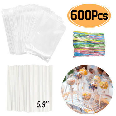 FUNSTITUTION Clear Mini Plastic Treat Bags with Twist Ties, 5” x 7 ...