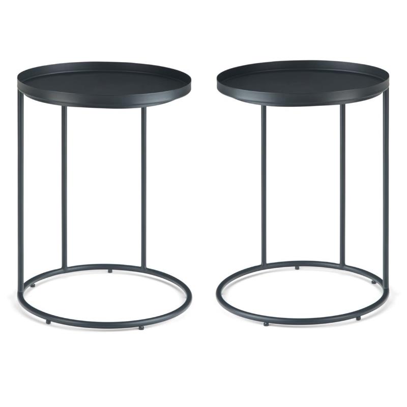 Home Square 2-Piece Industrial 18 " Metal Accent Side Table Set in ...
