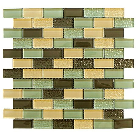 Soldier Green Crystal Subway Glass Mosaic Tile for Bathroom and Kitchen ...