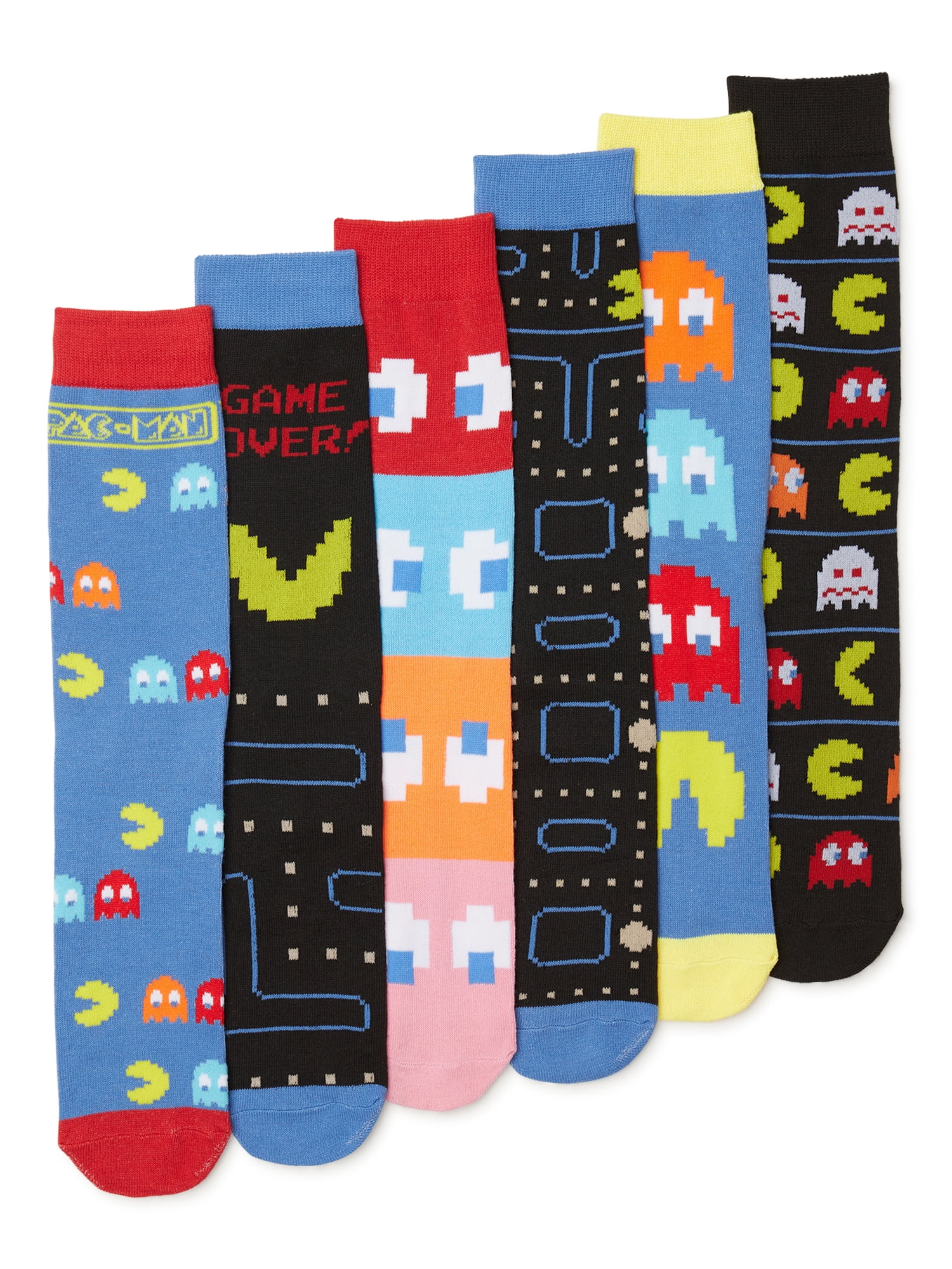 Pac-Man Men's Crew Socks, 6-Pack - Walmart.com