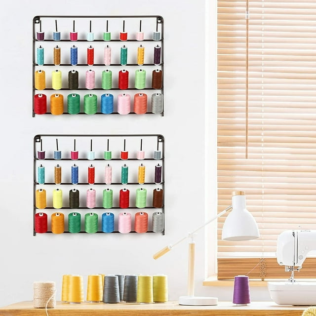 4 Pack 32-Spool Sewing Thread Rack Wall Mount Thread Holder Organizer ...