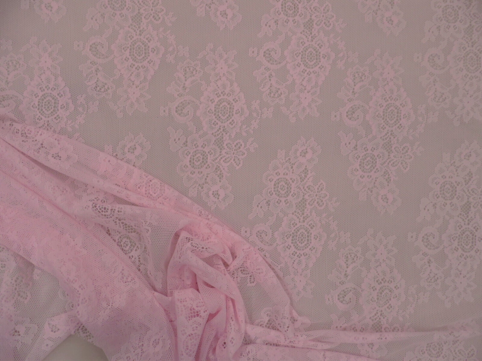 Stretch Lace Mesh Netting Apparel Fabric Sheer Floral Light Pink DD204 ...