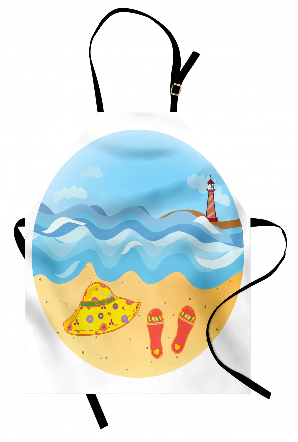 Lighthouse Apron Colorful Minimal Doodle Lighthouse Beach Sea Waves ...