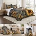 78x90in Quilt Bedding Set, Classic Farm Sunflower Lightweight Coverlet ...