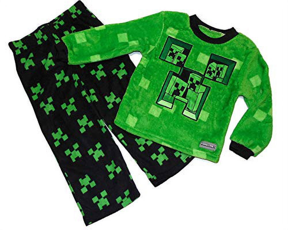 Minecraft Mob Creeper Luxe Plush Fleece Pajama Set, Size 4 Green ...