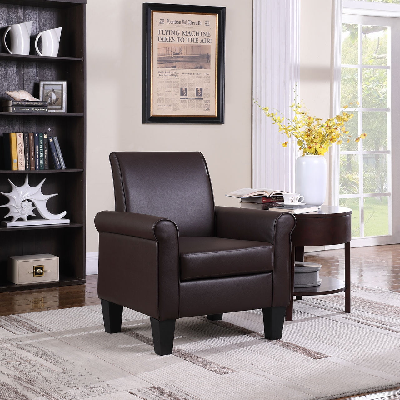Lohoms Accent Arm Chair，Modern Faux Leather Accent Chair Uplostered ...
