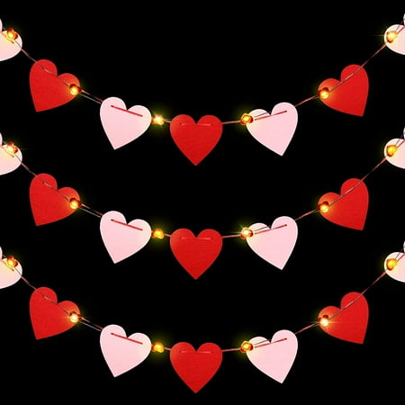 4 Pieces Valentine's Day String Lights Fairy Heart String Lights 16 ft ...