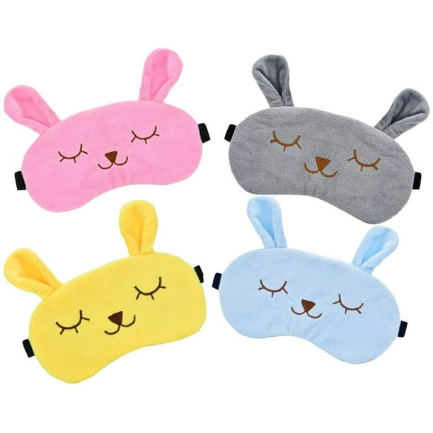 4 Pieces Animal Sleep Mask, Rabbit Eye Mask Soft Plush Blindfold ...