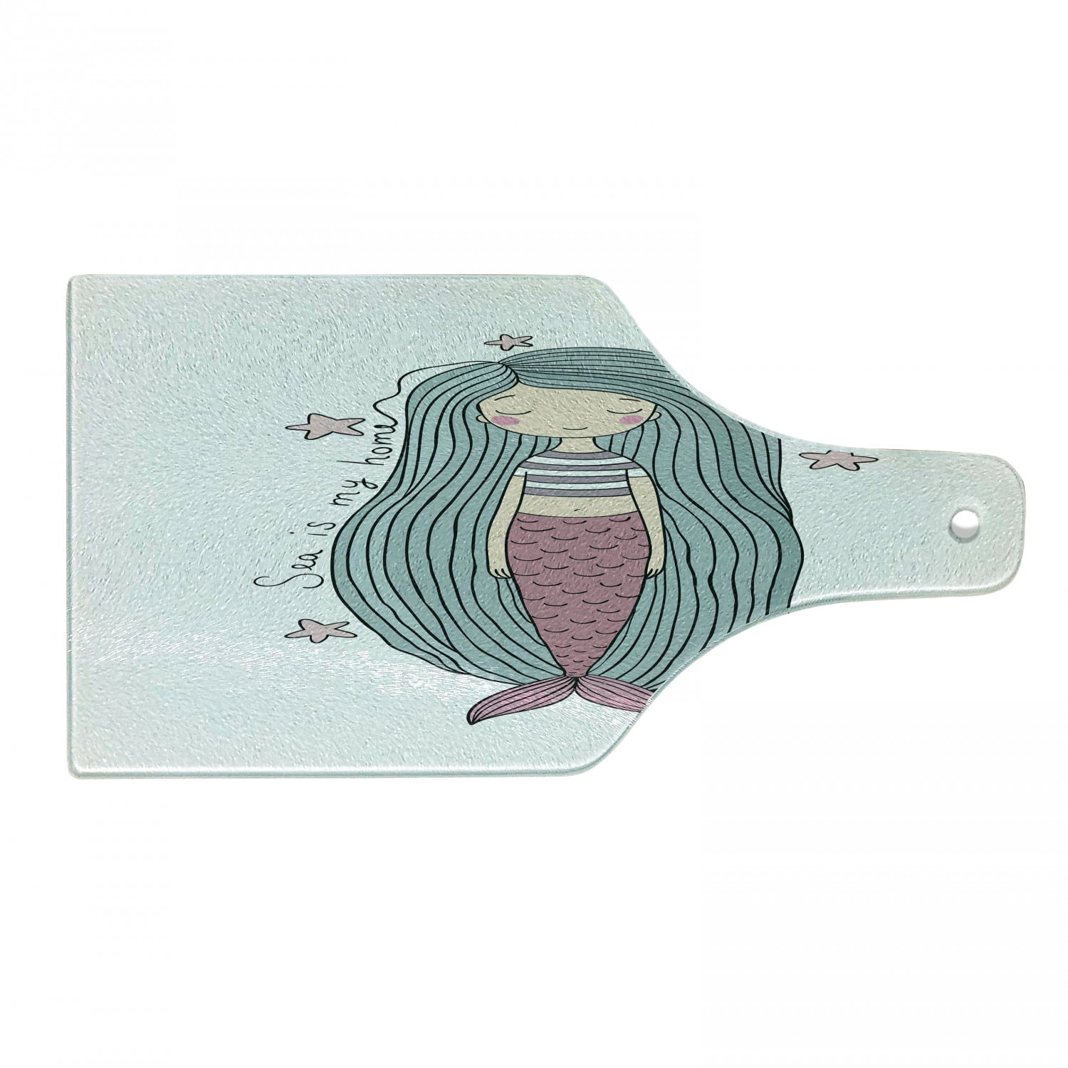 Mermaid Cutting Board, Sea is My Home Words Written in Strand of Hair ...