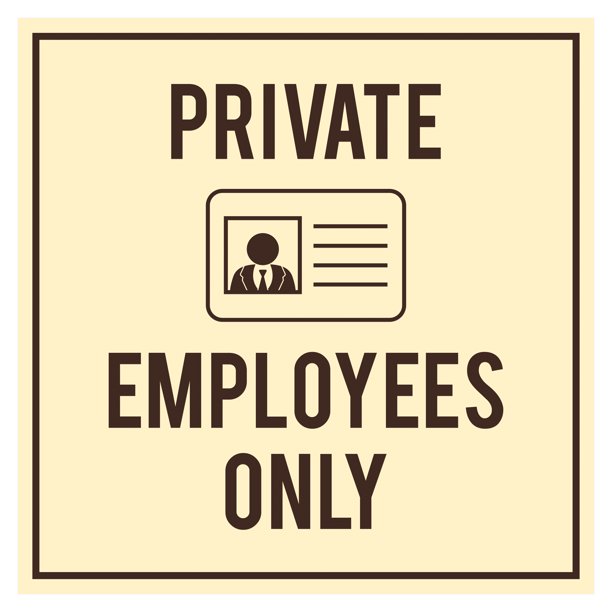 Signs ByLITA Square Private Employees Only Sign (Ivory/Dark Brown ...