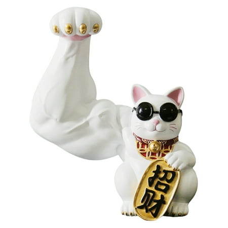 Strong Lucky Cat Big Waving Up Welcoming Cat Feng Shui Car white luck ...