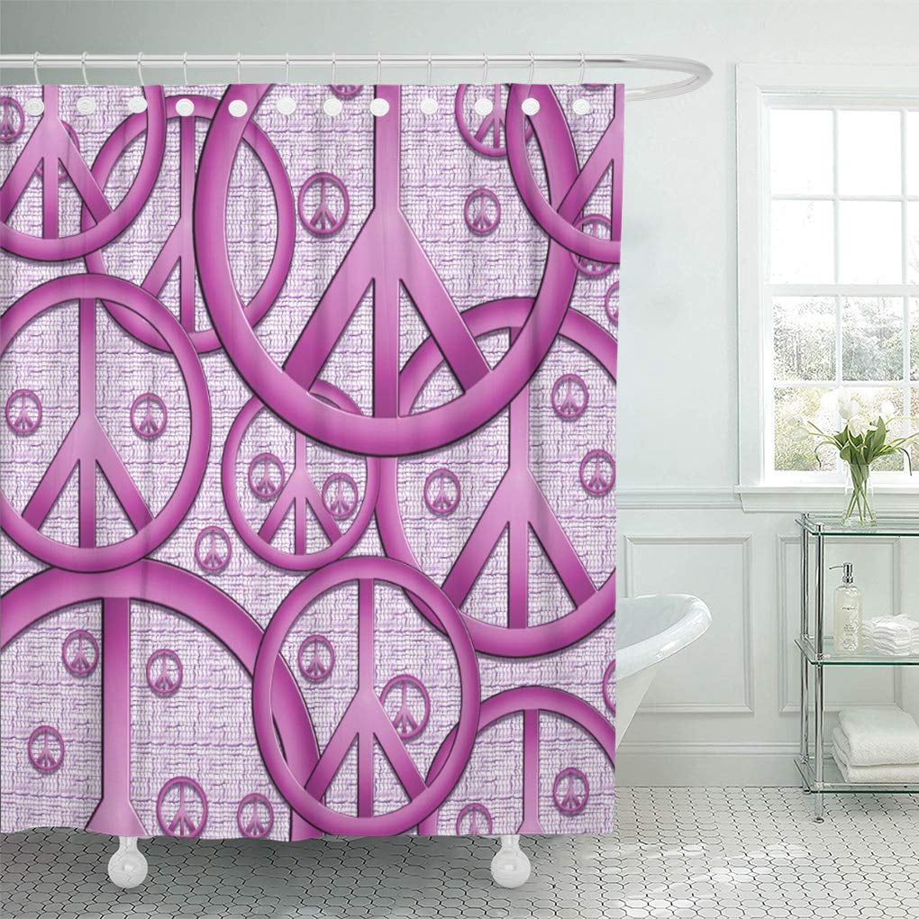 ATABIE Purple Peace Sign Shower Curtain 66x72 inch - Walmart.com ...