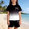 FYDUU Fashion Girls Outfits Gradient Letter Print Short Sleeve T Shirts ...