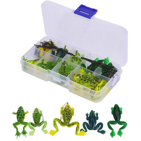 10pcs Soft Frog Fishing Bait,Artificial Frog Fishing Bait Lure Hook Set ...