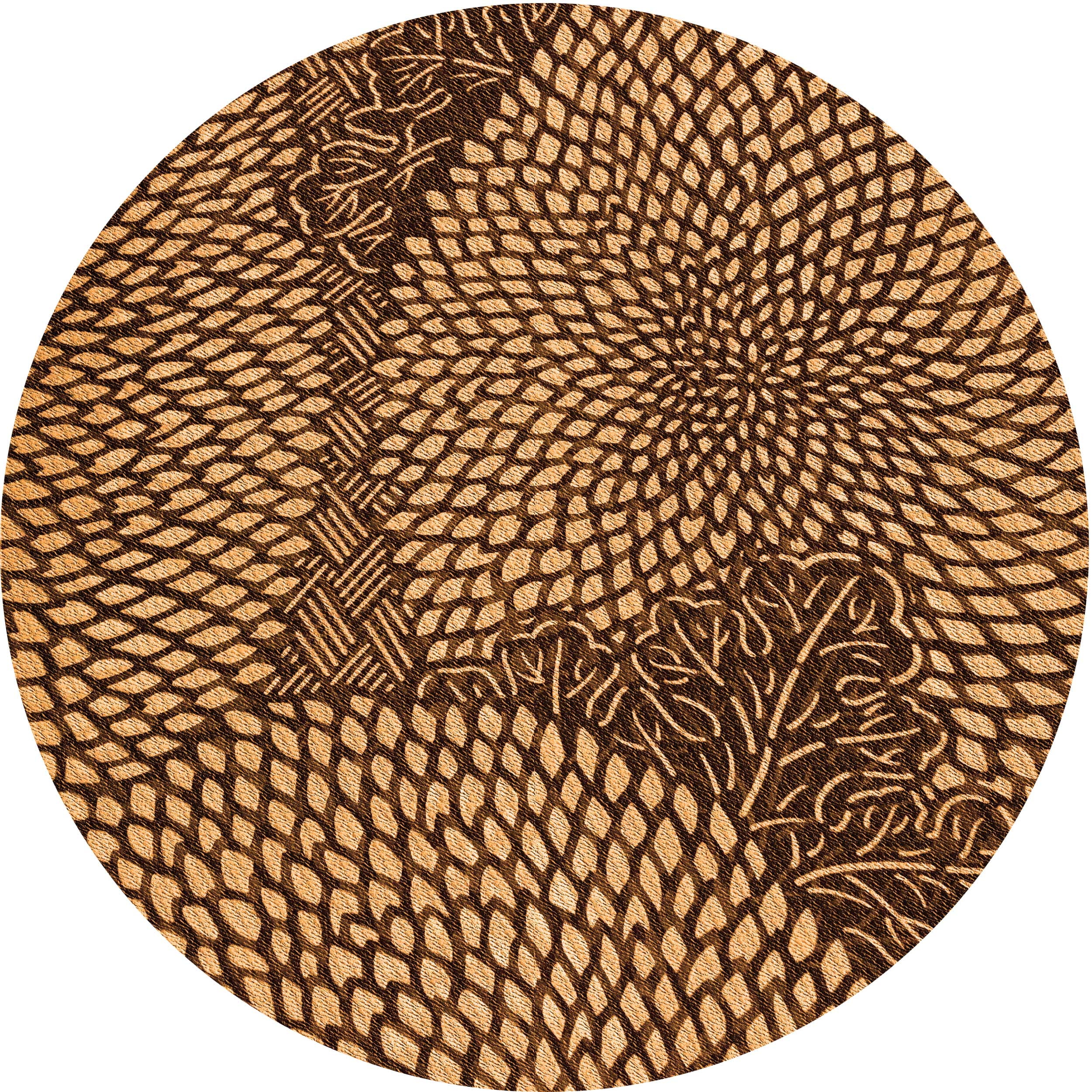 Ahgly Company Indoor Round Patterned Carrot Orange Area Rugs, 5' Round ...