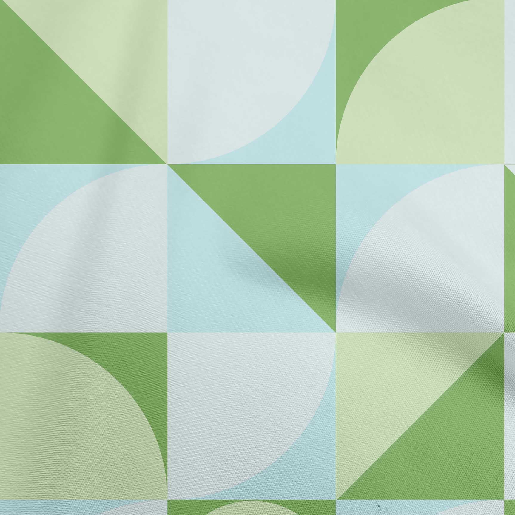 oneOone Silk Tabby Green Fabric Geometric Square With Circles Sewing ...