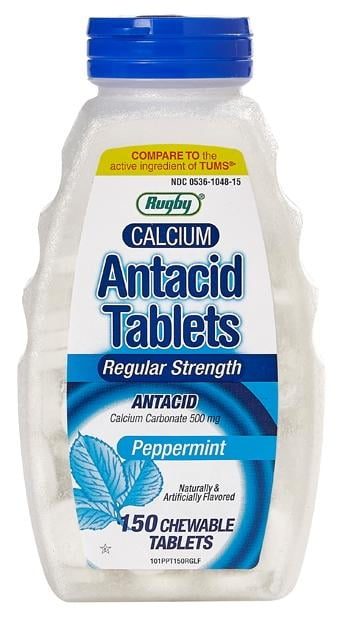 Rugby Calcium Antacid Tablets, OTC Medicine for Sour Stomach, 500mg ...