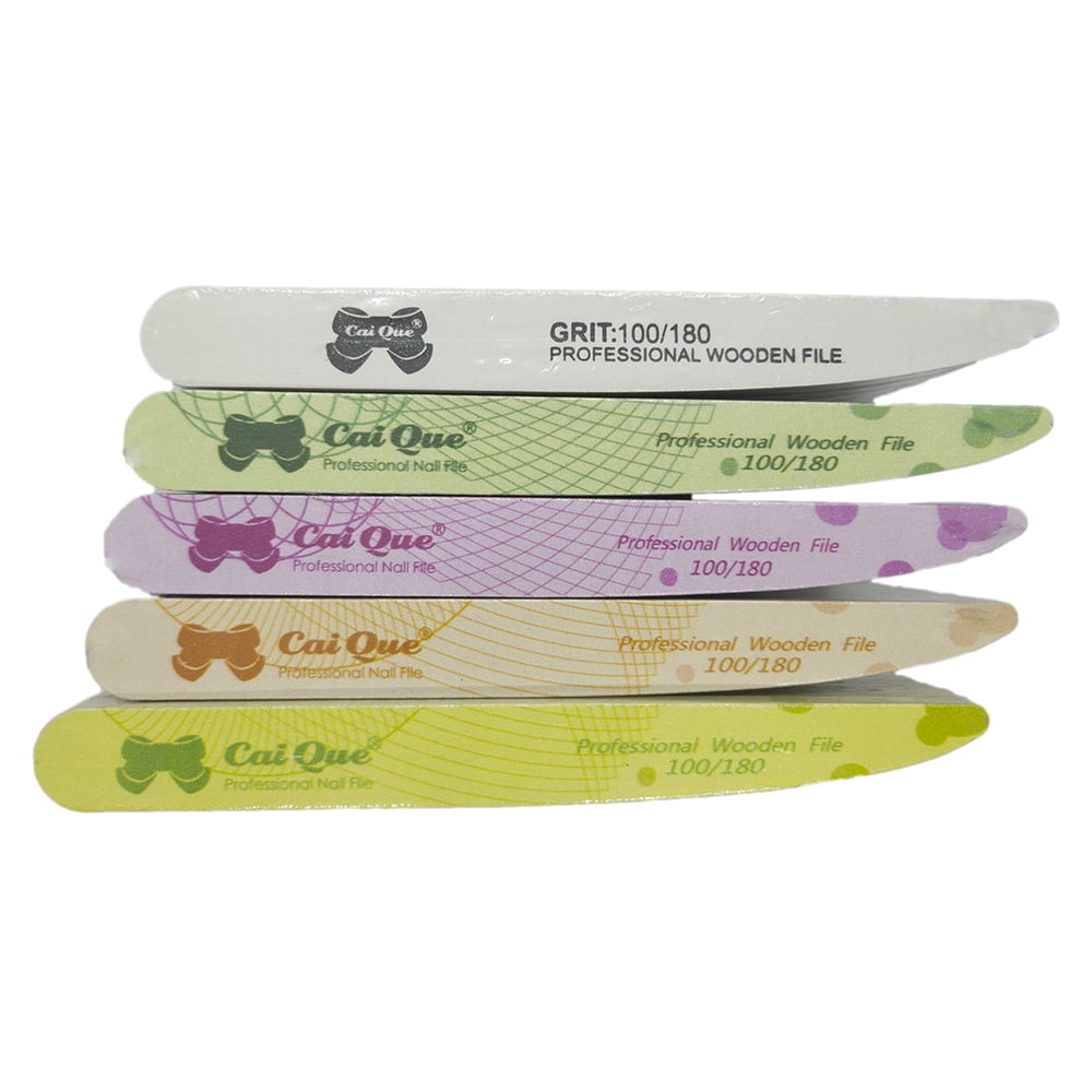 CaiQue, Knife Shaped 100/180 Wooden Nail Files Double Sided Sanding ...
