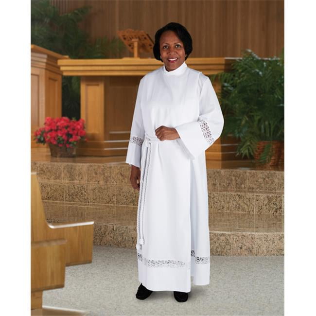 CBCS 64WHT-LA Womens Front Wrap Alb with Lace, White - Large Average ...