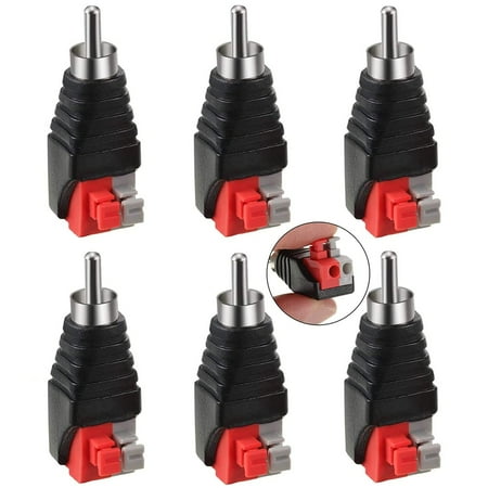 6 Pieces RCA to Speaker Wire Adapter Subwoofer Speaker Phono RCA Male to AV 2 Screw Terminal ...